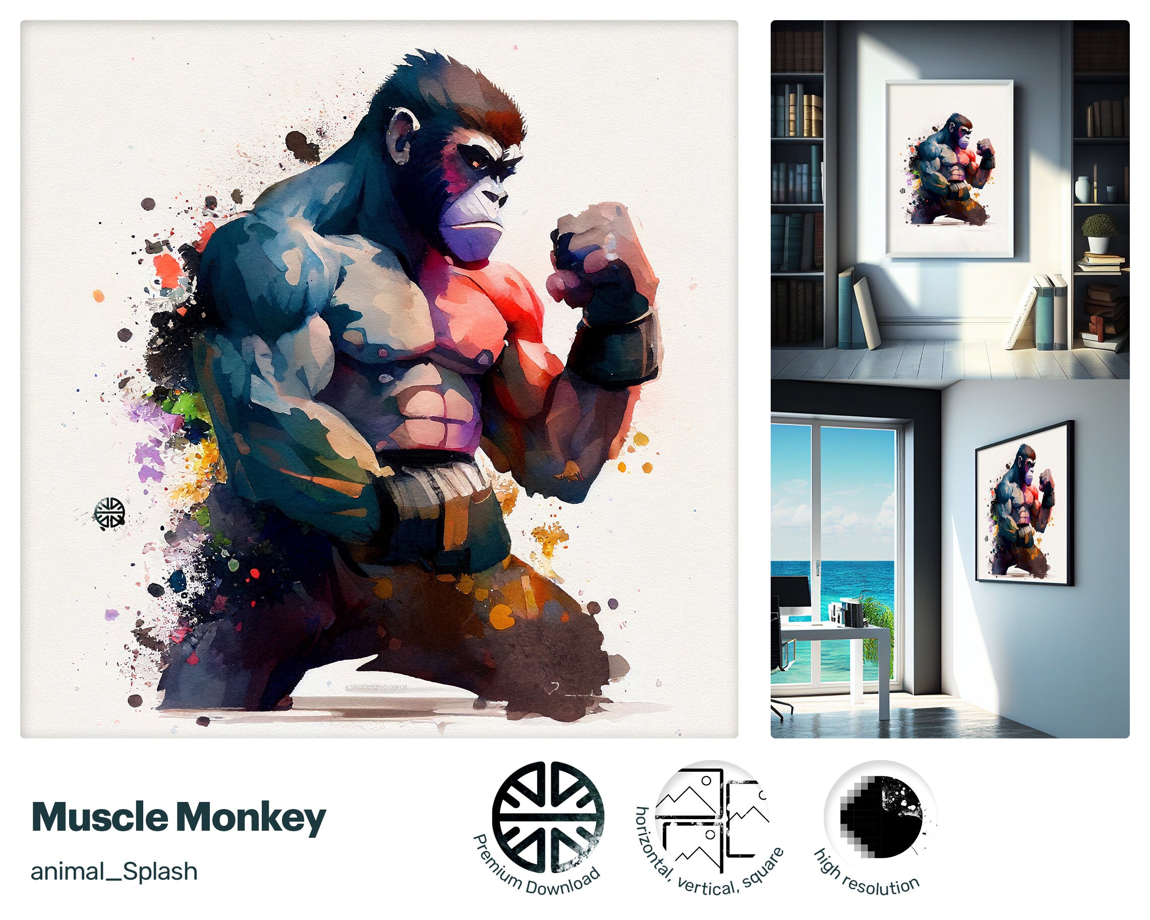 Mischievous Irresistible Monkey Flex, Admired Playful Watercolor ...
