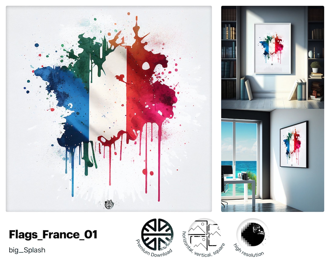 Winged Tranquil French Flag, Elegant Adorable Watercolor, Cute Quirky ...