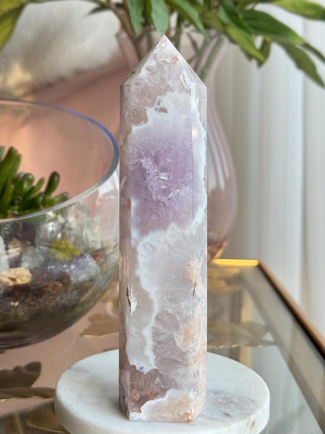 Gorgeous Druzy Pink Amethyst X Flower Agate Tower - Etsy