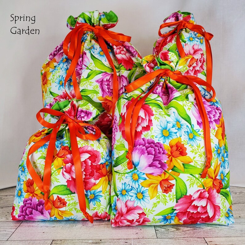 Spring Garden Floral Themed 100% Cotton Drawstring Gift Bags - Etsy