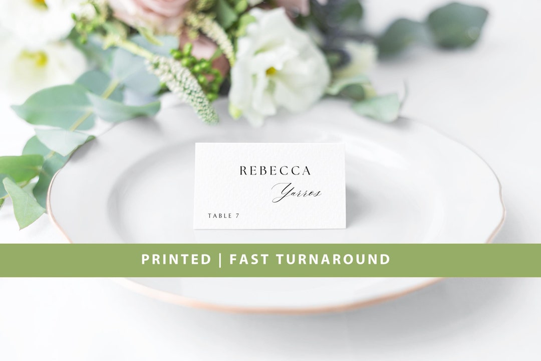 PRINTED Custom Wedding Place Cards: Folded Dinner Table Cards, Tented ...