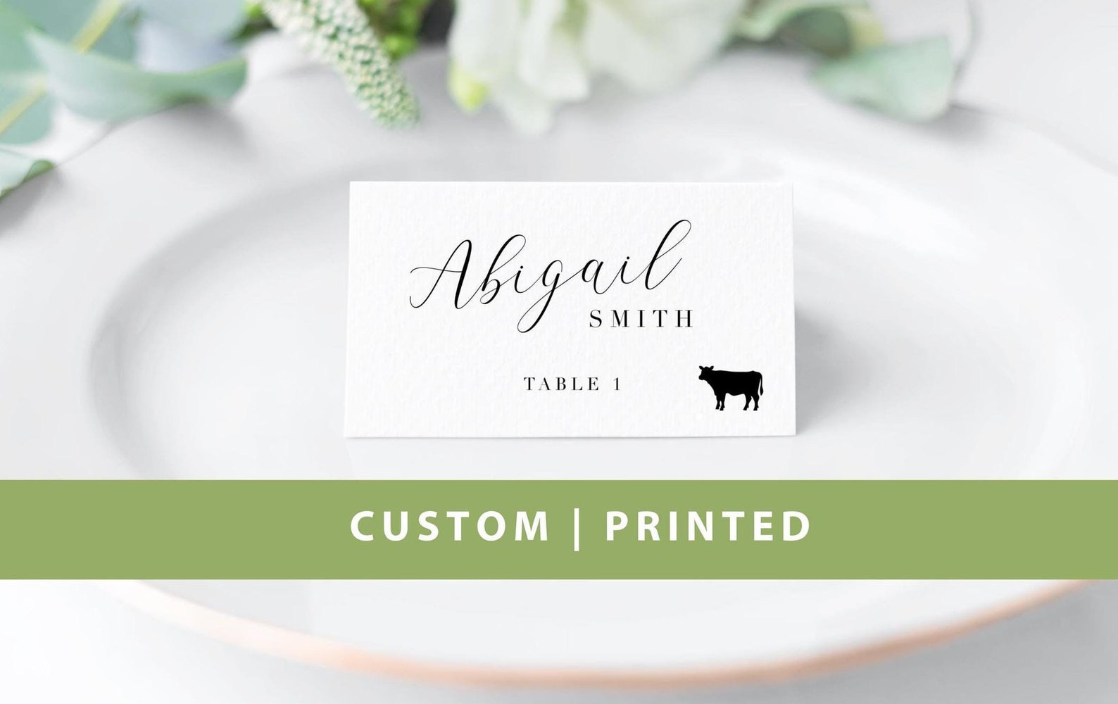 PRINTED Calligraphy Place Cards With Meal Choice Icon: Wedding ...
