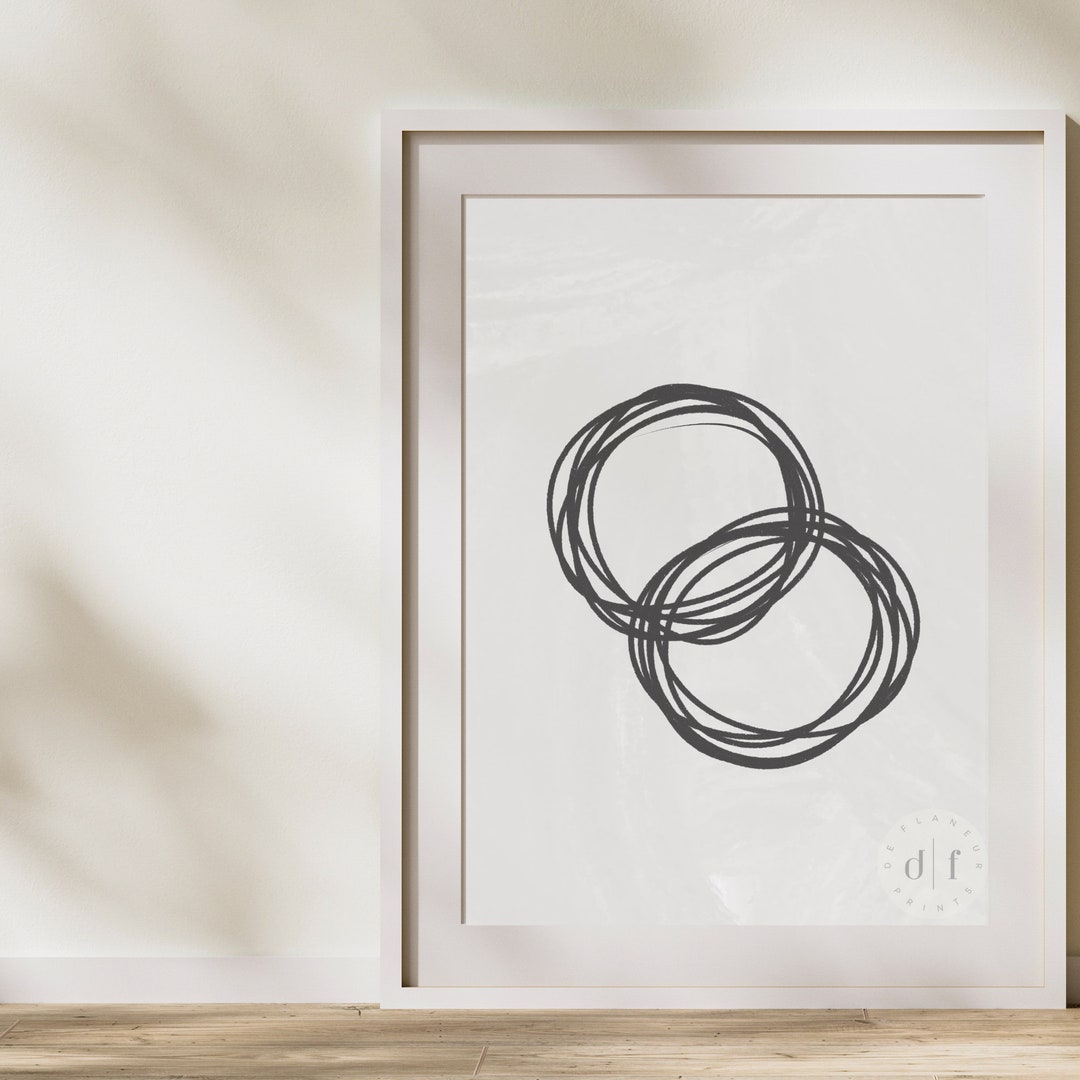 Linked Rings Abstract Wall Art | Digital Print, Neutral Background ...