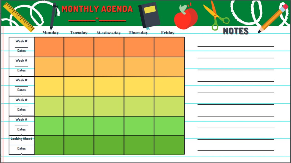 Teacher Weekly and Monthly Calendars - Etsy