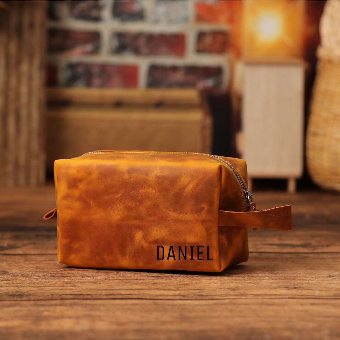 Leather Dopp Kit for Men, Leather Toiletry Bag, Personalized Leather ...