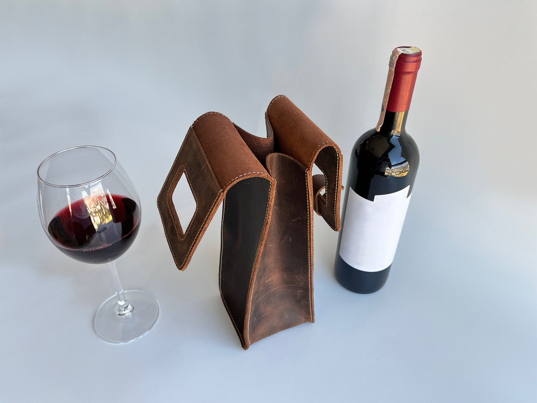 Personalized Leather Wine Tote Bag, Personalized Leather Wine Caddy ...