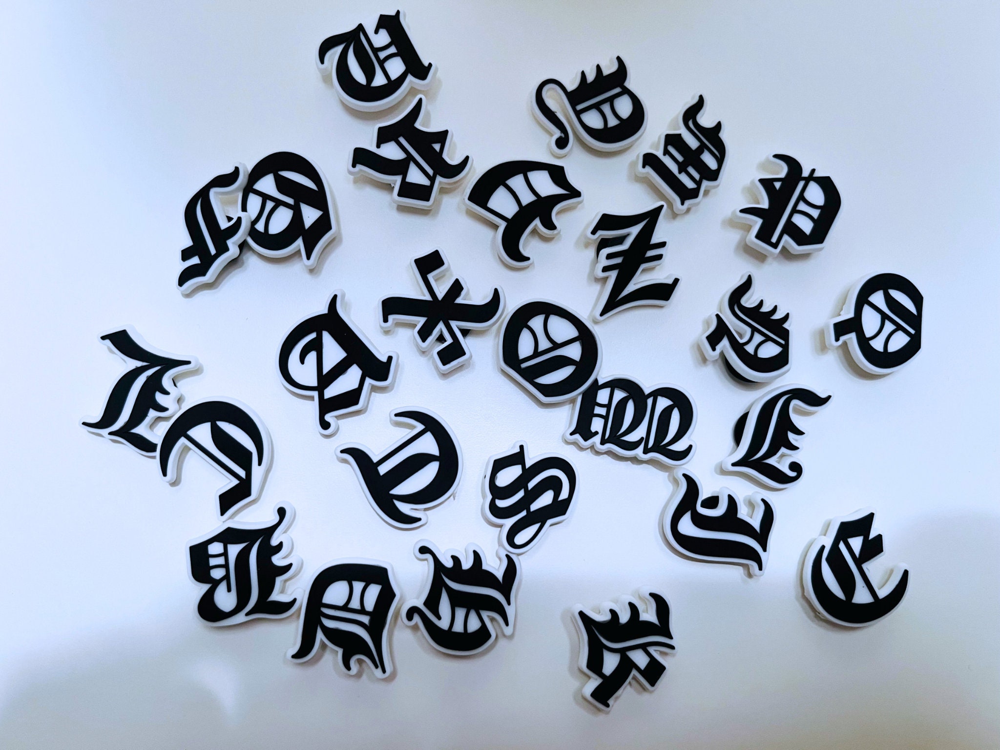 Old English Croc Charm | Alphabet | Name | Initials | Gothic Font ...