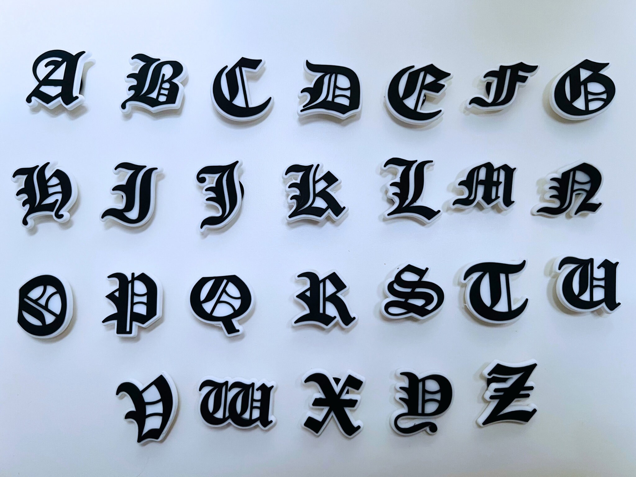 Old English Croc Charm | Alphabet | Name | Initials | Gothic Font ...