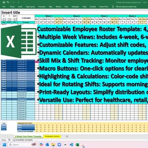 Excel Employee Roster Template: Australian Business Planner (4, 6, 8 ...