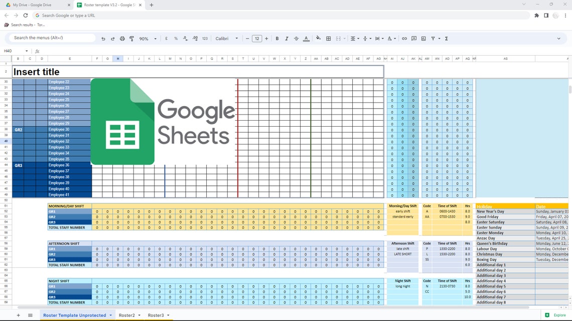 Google Sheets Employee Roster Template: Streamlined Staff - Etsy