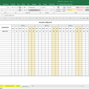 Excel Roster Template Video Tutorial + Practice File | 4‑week Employee ...