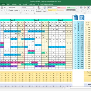 Excel Roster Template | 4‑week Rotating Shift Planner & Employee ...
