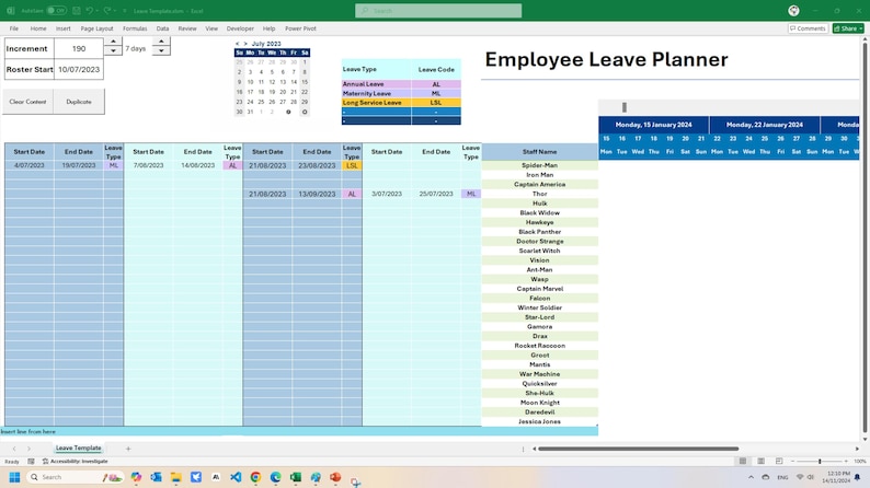 Customizable Excel Employee Leave Tracker Template | Staff Leave ...