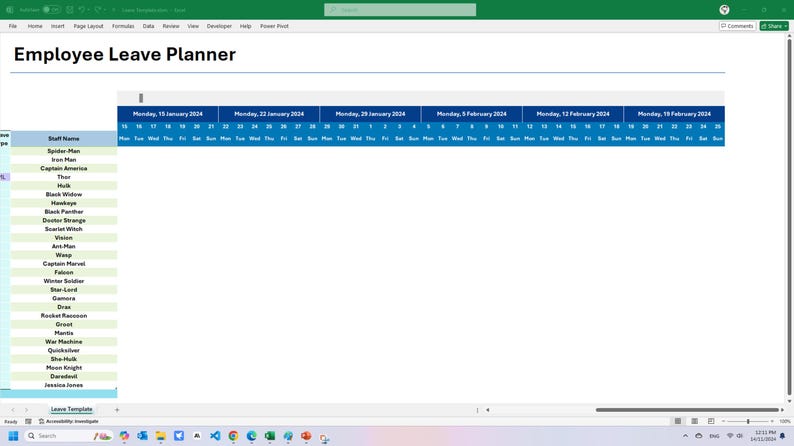 Customizable Excel Employee Leave Tracker Template | Staff Leave ...
