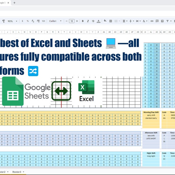 Sheets Template for Roster of Employees - Etsy