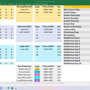 Professional Excel Roster Template: Flexible 4, 6, 8-week Planner for ...