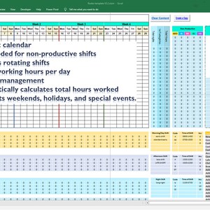 Professional Excel Roster Template: Rotating Shift Planner for Staff ...