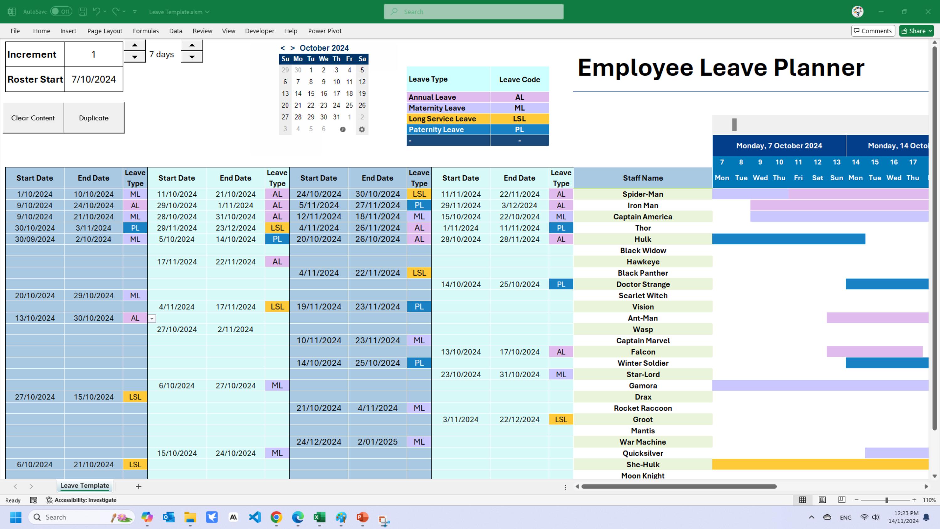 Customizable Excel Employee Leave Tracker Template | Staff Leave ...