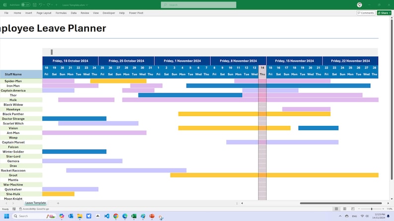 Customizable Excel Employee Leave Tracker Template | Staff Leave ...