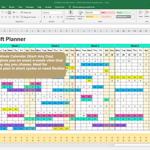 Excel Employee Roster Template | 4-week Shift Planner & Staff Schedule ...