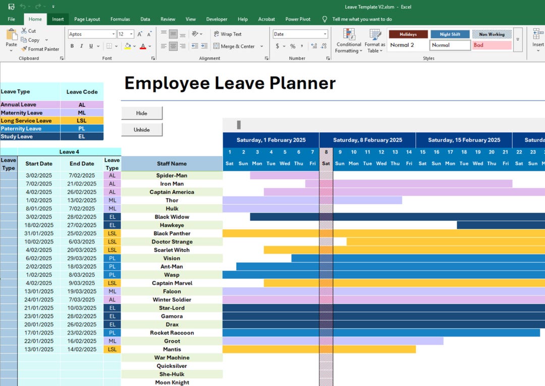Excel Employee Leave Tracker Template – Customizable HR & Vacation ...