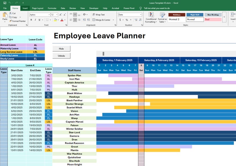 Customizable Excel Employee Leave Tracker Template | Staff Leave ...