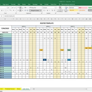Excel Roster Template Video Tutorial + Practice File | 4‑week Employee ...