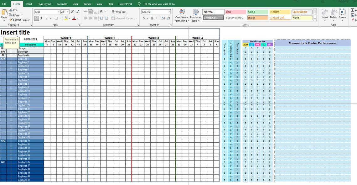 Professional Excel Roster Template: Efficient Rotating Shift - Etsy ...