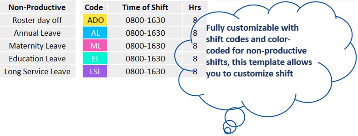 Professional Excel Roster Template: Efficient Rotating Shift - Etsy ...