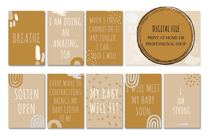 Neutral Birth Affirmations, Birth Affirmation Cards, 10 Printable ...