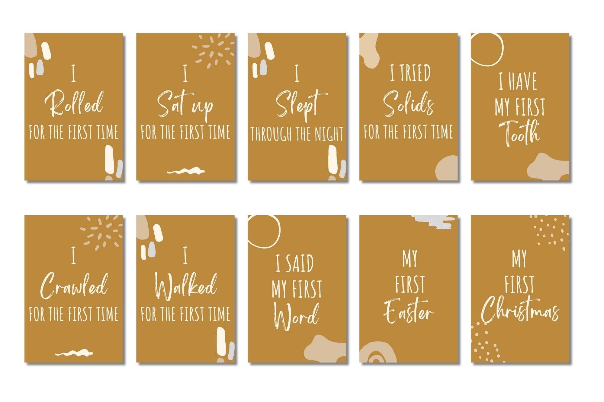 Neutral Baby Printable Milestone Cards, First Year Milestones, Newborn ...