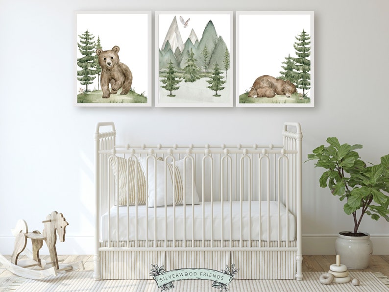 Baby Bear Nursery Print Bear Nursery Decor Mountain Nursery - Etsy