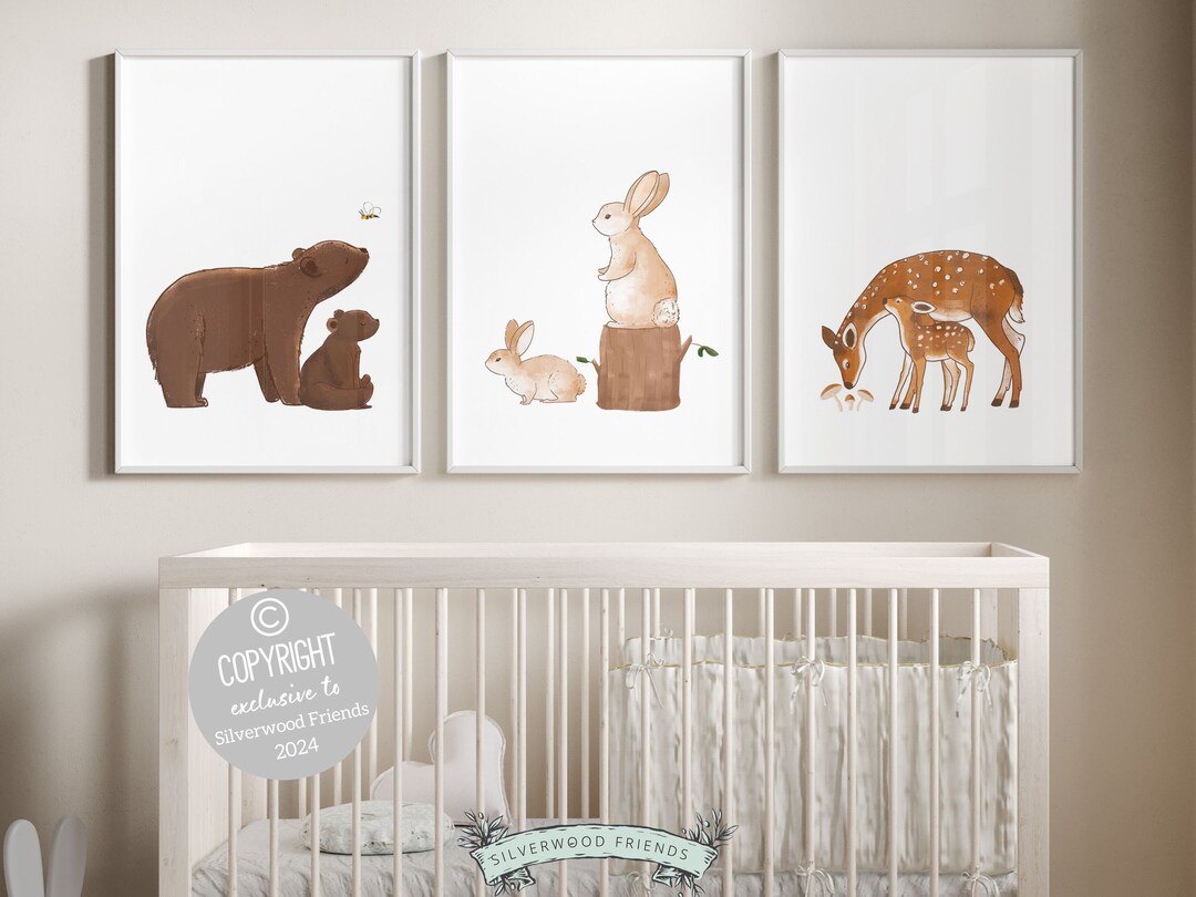 Woodland Animal Print, Boho Woodland Animal Nursery Decor, Baby Forest ...