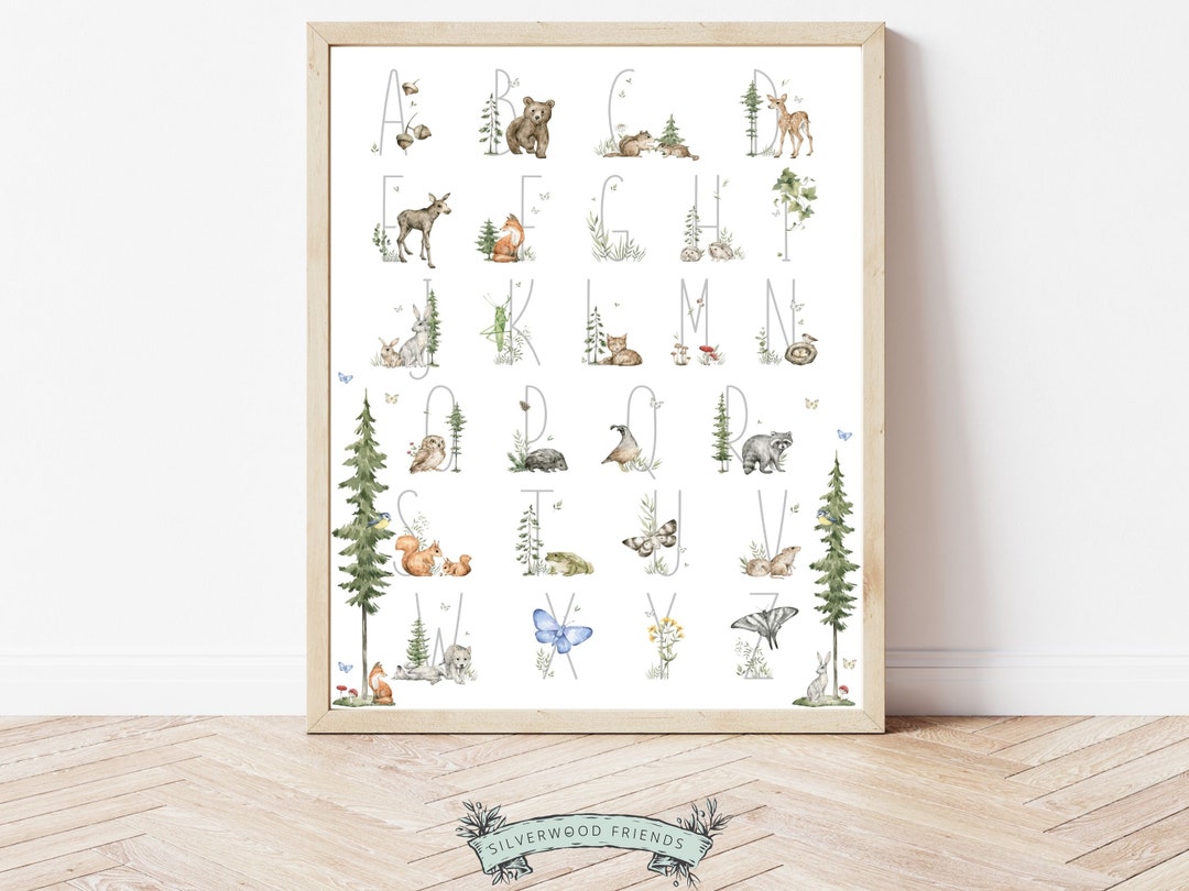 Woodland Alphabet Poster, Woodland Nursery Decor, Forest Animal Abc ...