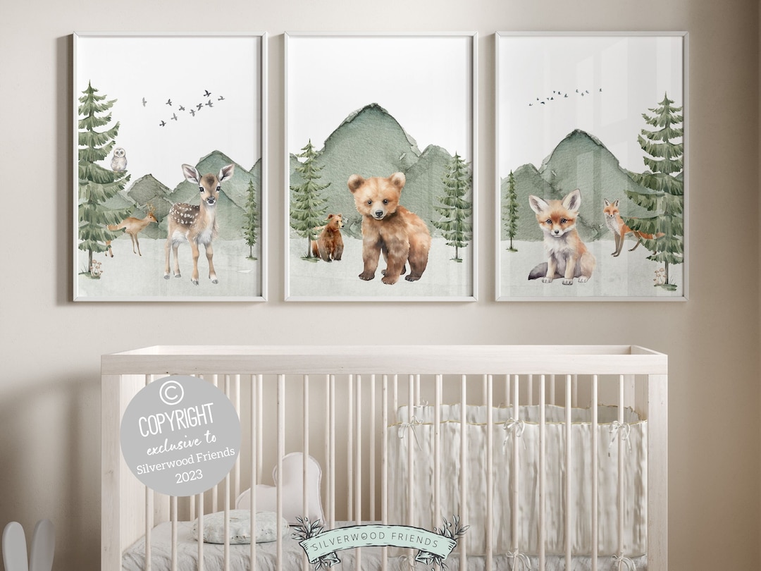 Baby Woodland Animal Nursery Prints, Woodland Forest Nursery Decor Gift ...