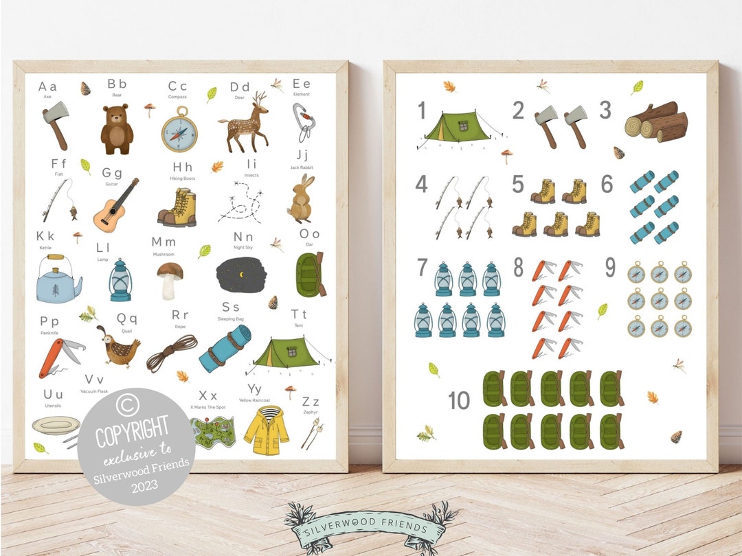 Woodland Alphabet Numbers Poster, Woodland Nursery Decor, Forest Abc ...