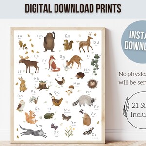 Woodland Alphabet Poster, Woodland Nursery Decor, Forest Animal Abc ...