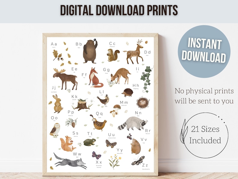 Woodland Alphabet Poster, Woodland Nursery Decor, Forest Animal Abc ...