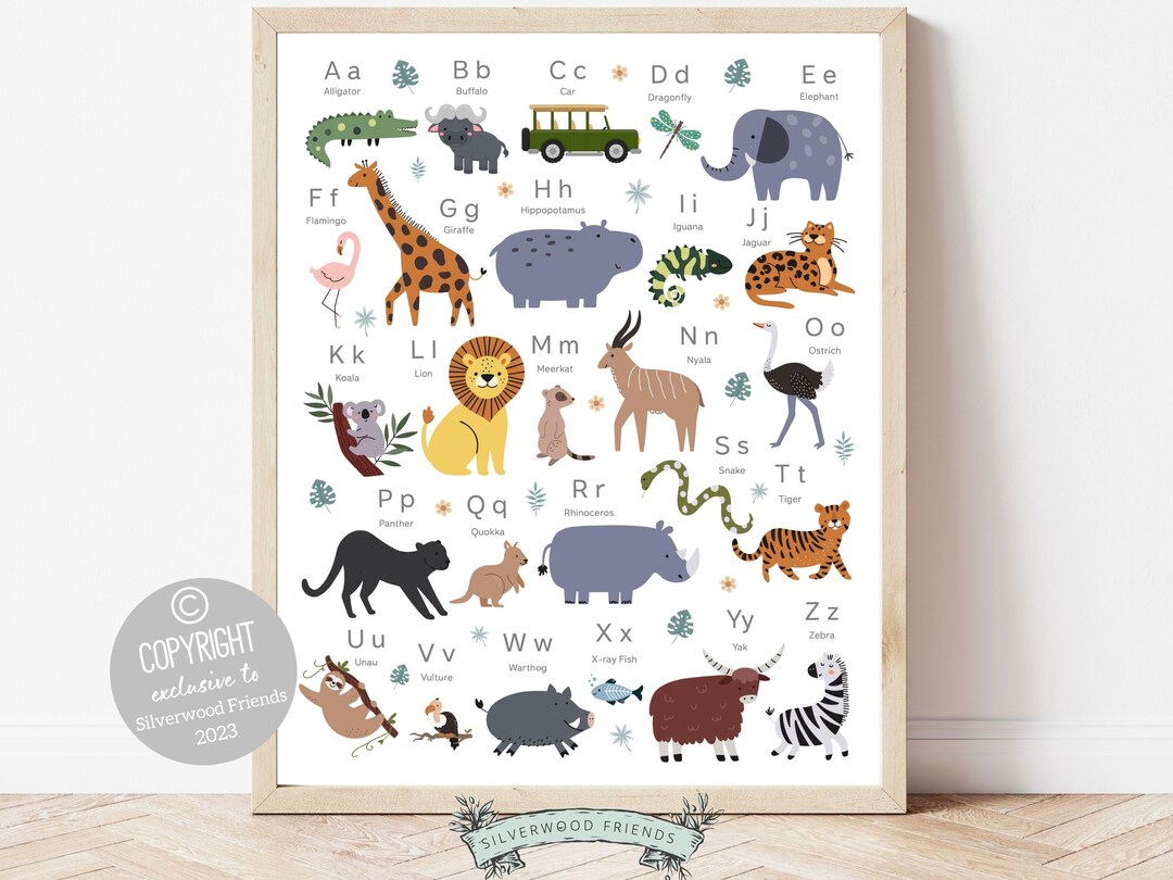 Safari Alphabet Print, Safari Nursery Decor, Jungle Nursery Printable ...