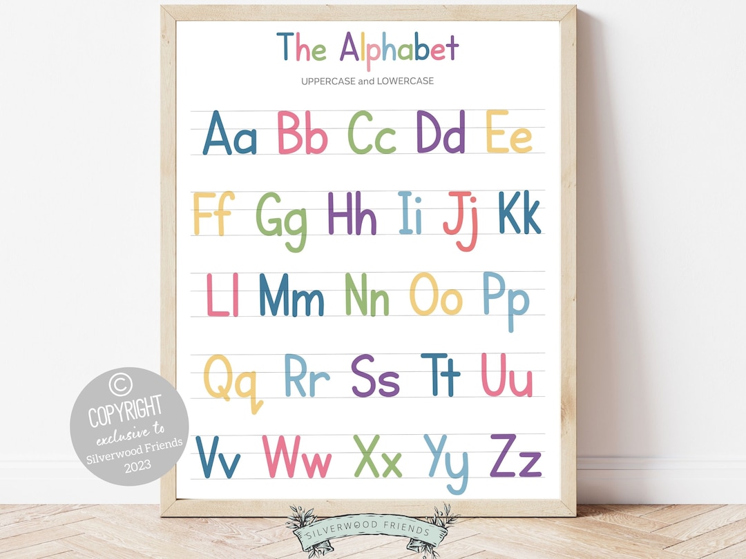 Rainbow Alphabet Poster, Lettering Worksheet, Printable Abc Chart ...