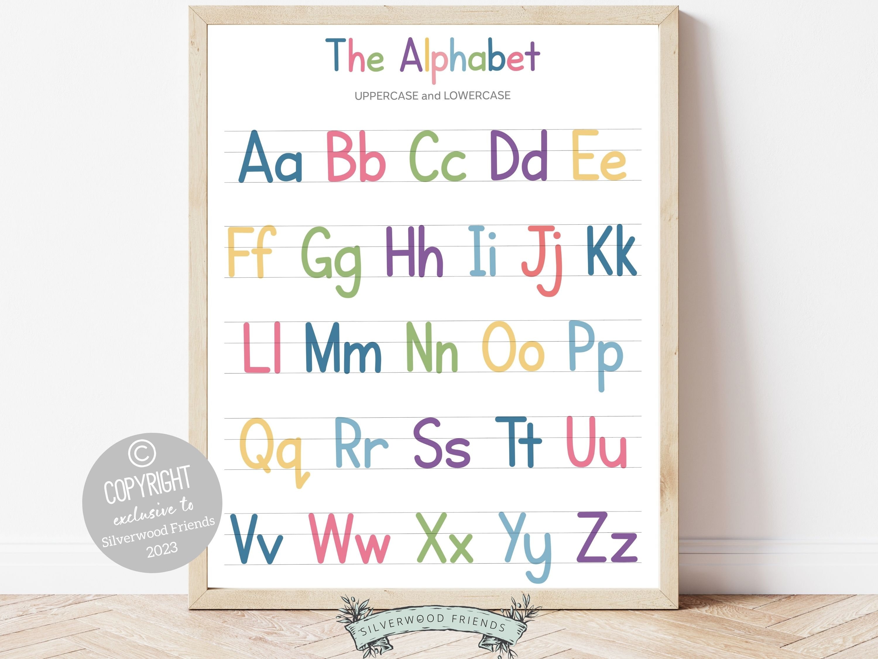 Rainbow Alphabet Poster, Lettering Worksheet, Printable Abc Chart ...