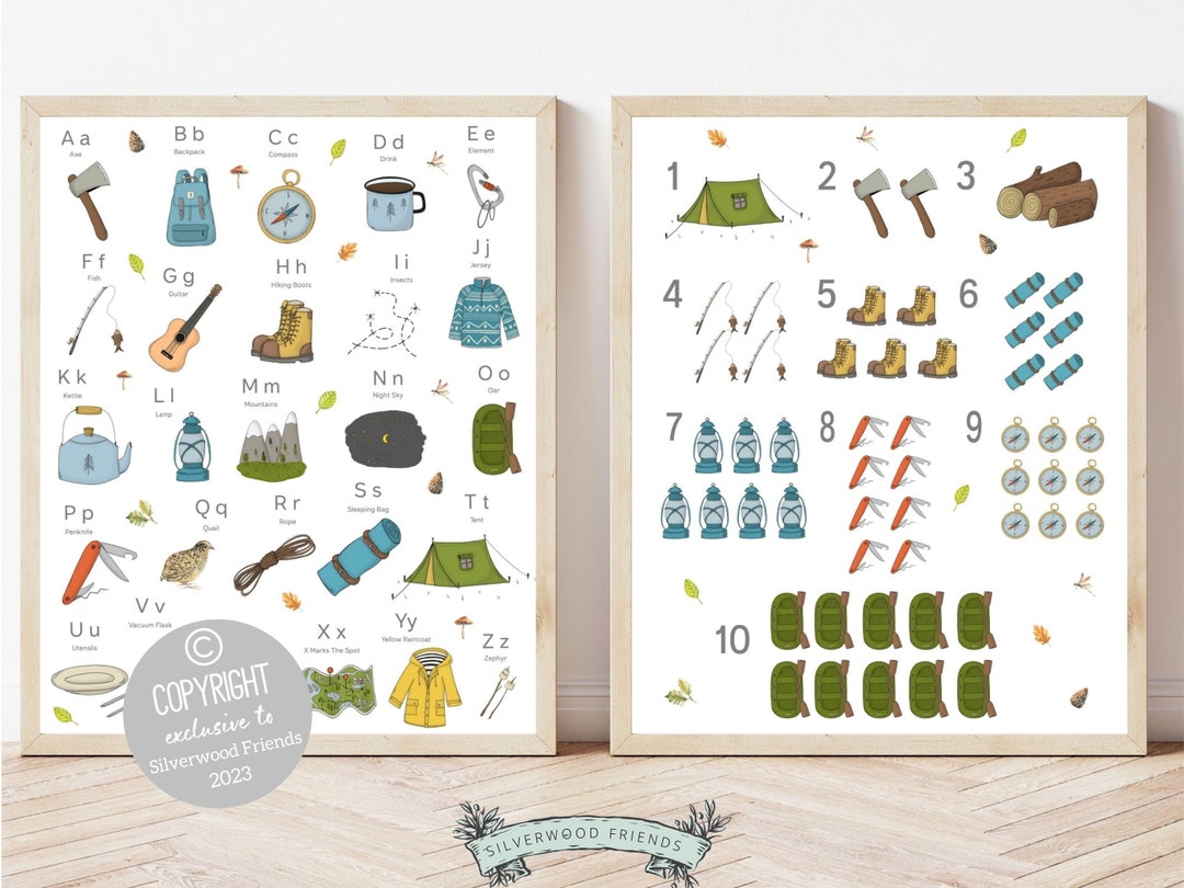 Camping Alphabet and Numbers Print, Camping Abc Poster, Woodland ABC ...