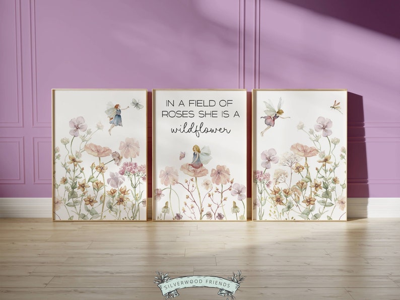 ORIGINAL Wildflower Fairy Nursery Print Gift for Baby Girl Floral Fairy ...