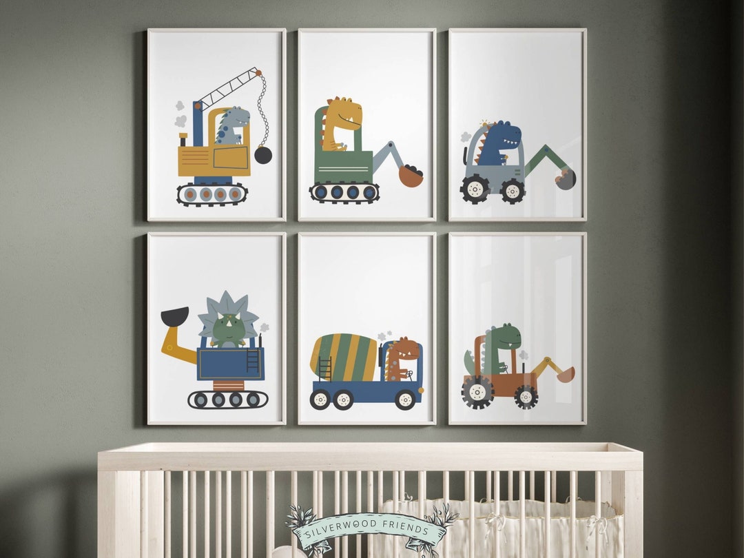 Baby Boys Dinosaur Theme Nursery Print Set of 6 Dinosaur - Etsy