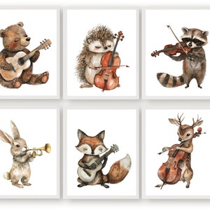 Woodland Musical Animal Nursery Prints, Woodland Music Nursery Decor ...