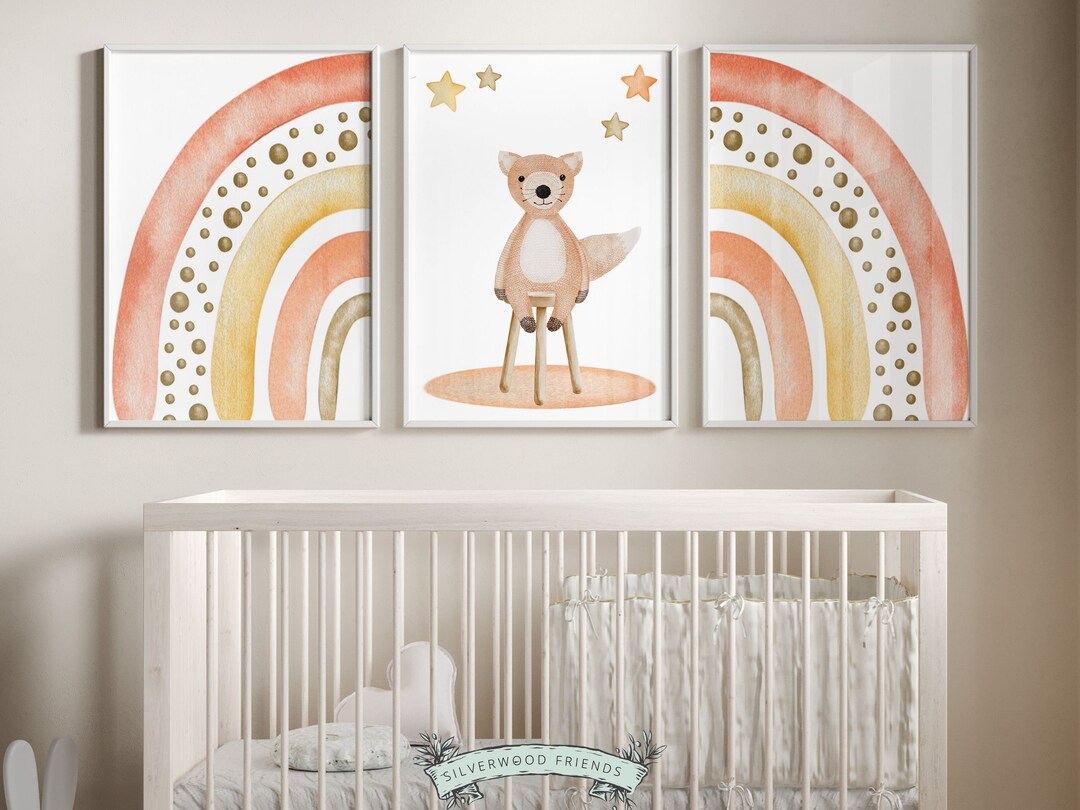 Boho Baby Nursery Prints, Boho Rainbow Decor, Baby Girl Nursery Prints ...