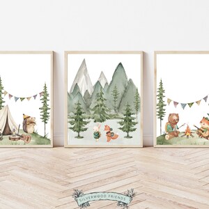 Camping Nursery Prints, Woodland Hiking Nursery Decor, Bear Nursery ...