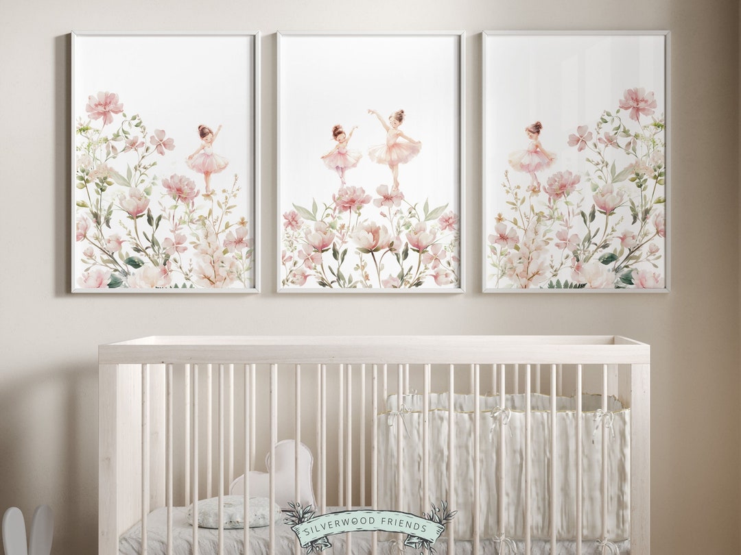 Ballet Nursery Print, Wildflower Ballerina Nursery Decor, Baby Girls ...