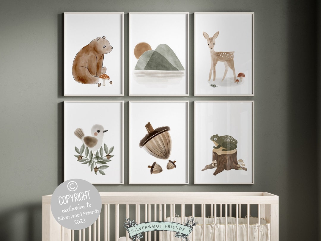 Boho Woodland Animal Prints, Woodland Nursery Decor, Boho Floral ...