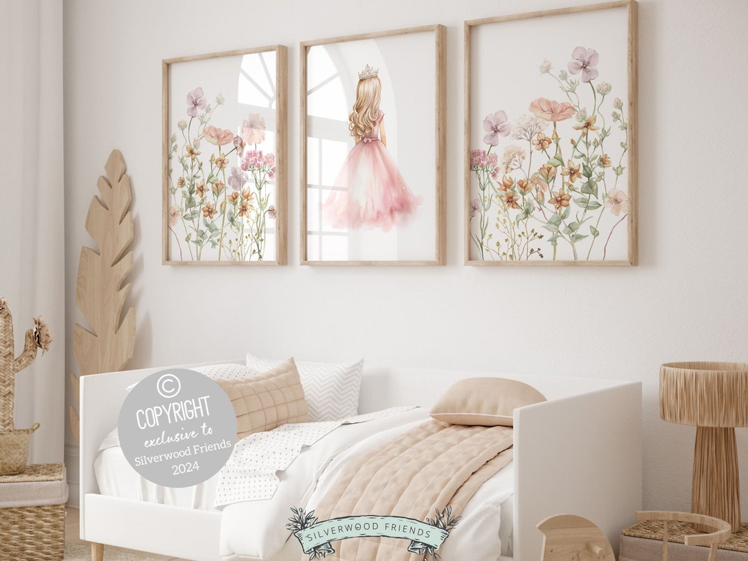 ORIGINAL Baby Girl Princess Nursery Prints, Wildflower Fairytale ...
